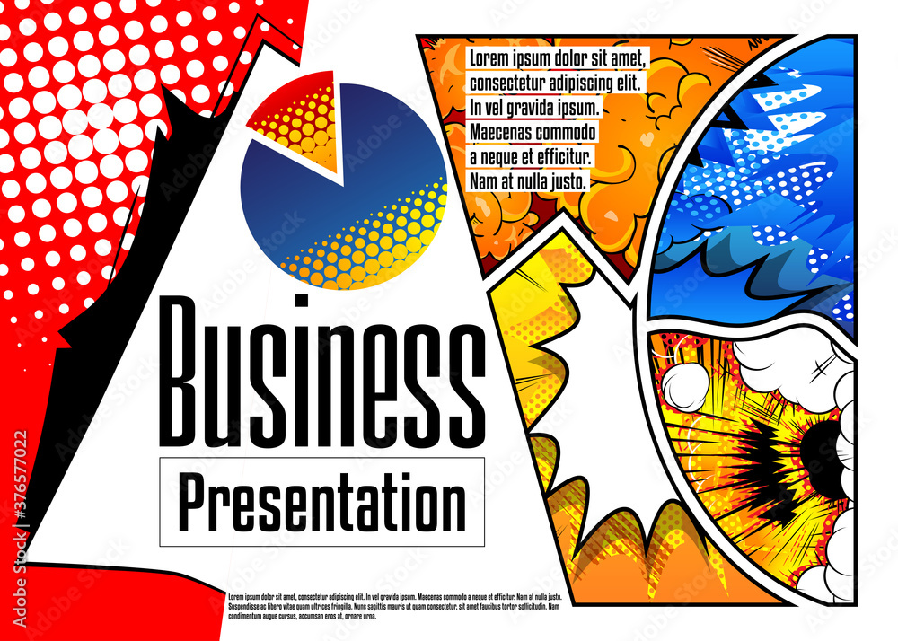 Comic book business presentation template. Vector graphic for company ...