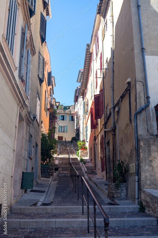 street in old village of Vallauris off the French Riviera coast Stock ...