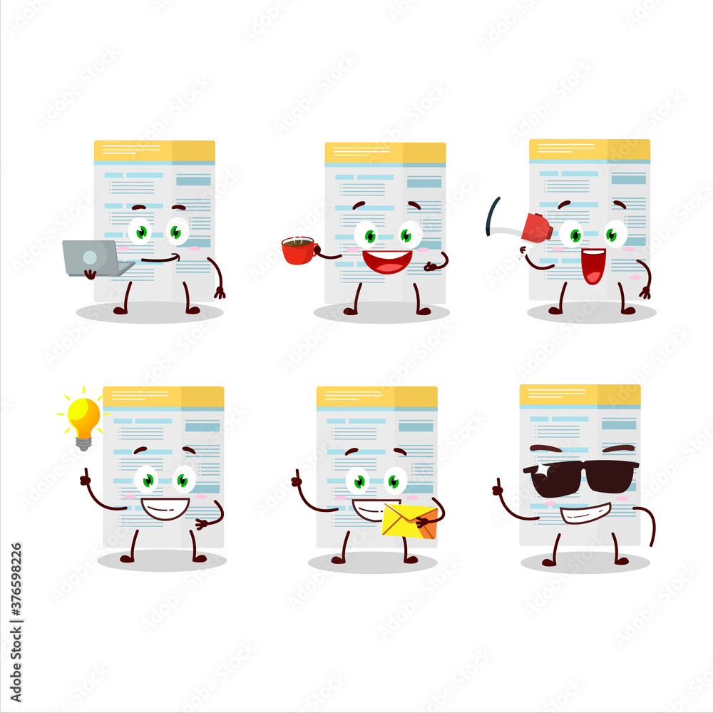 Filling form cartoon character with various types of business emoticons ...