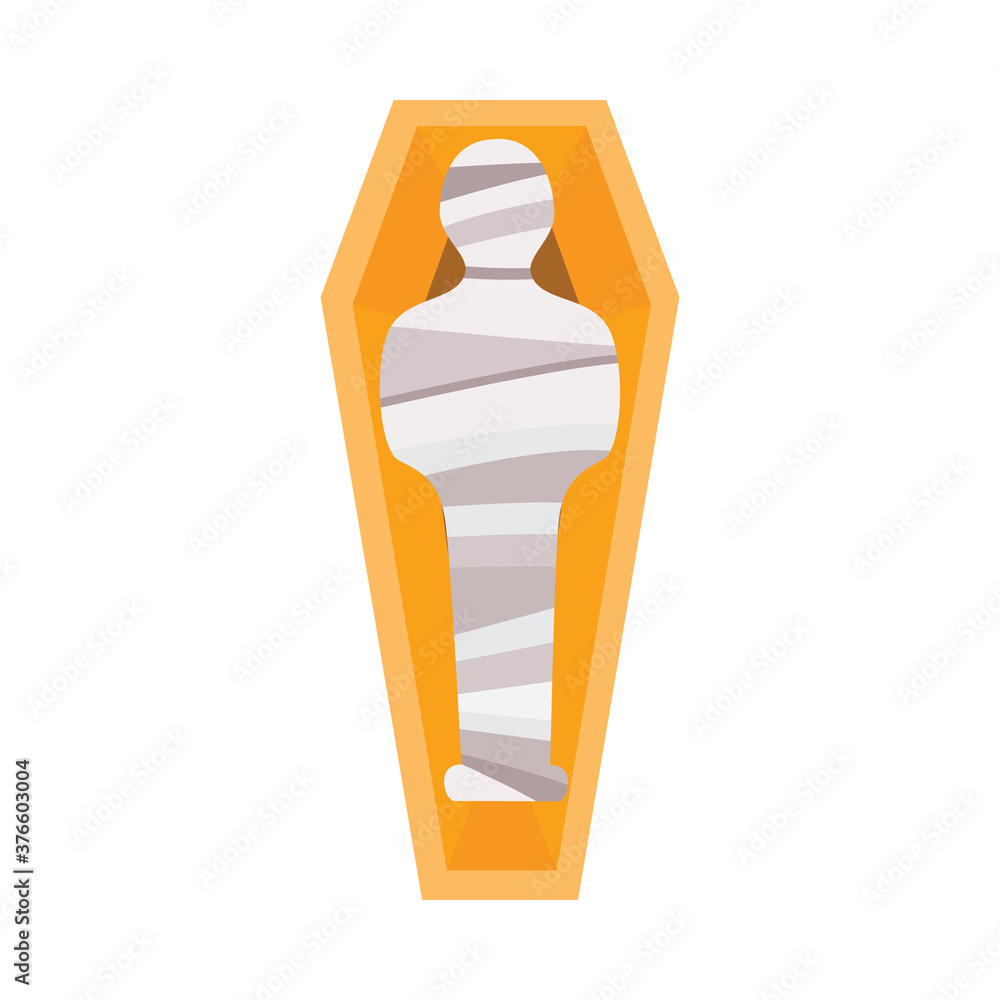 Ancient Egyptian mummy in sarcophagus - cartoon mummified person shape ...