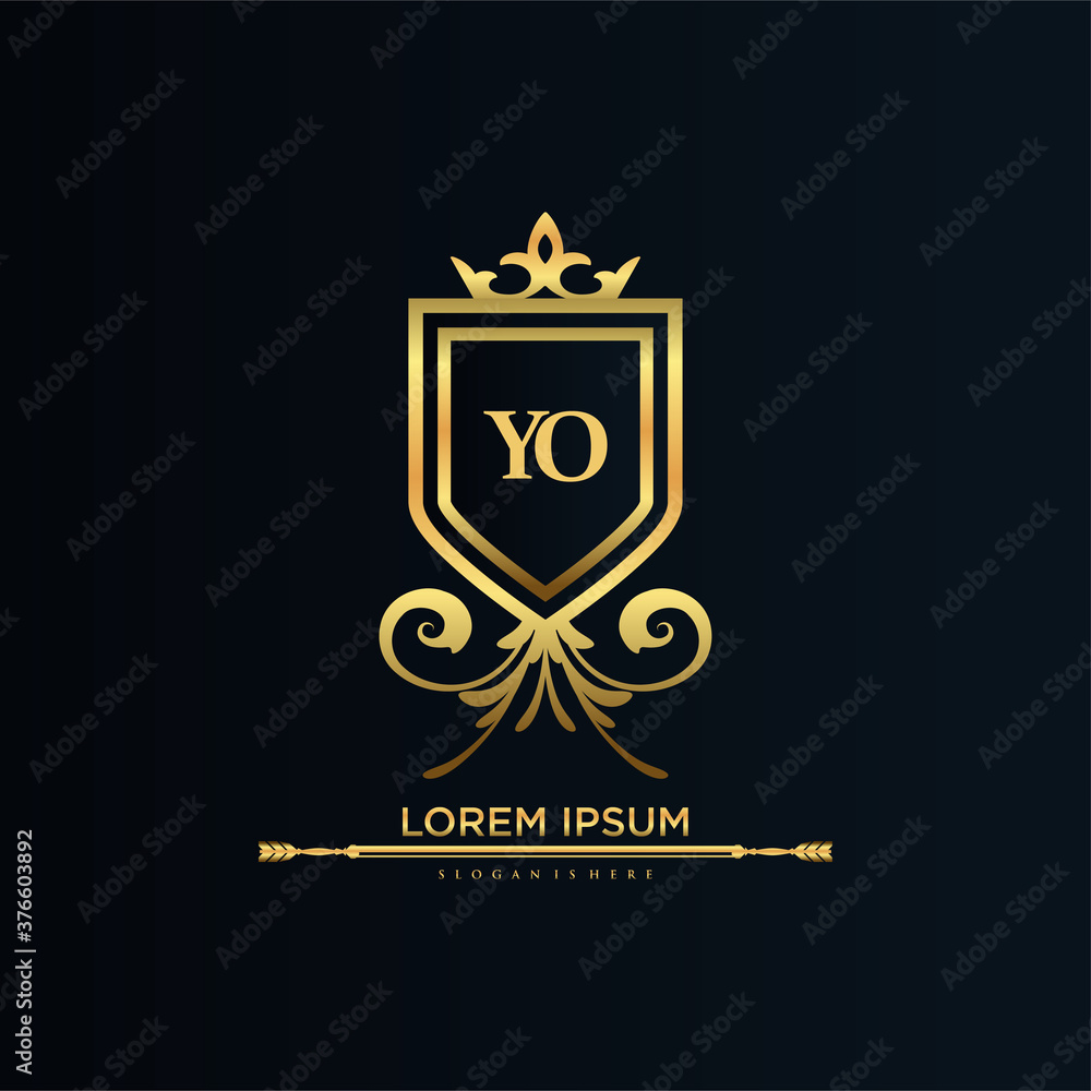 YO Letter Initial with Royal Template.elegant with crown logo vector ...