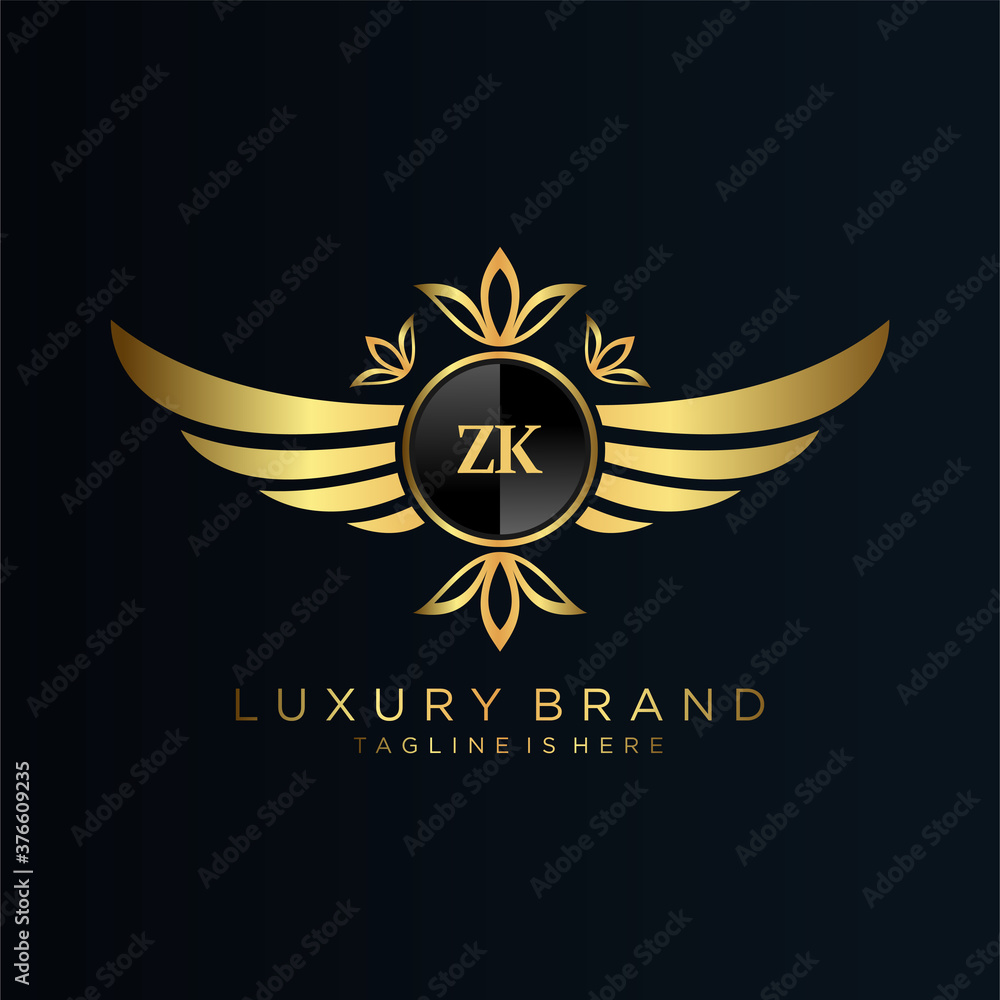 ZK Letter Initial with Royal Template.elegant with crown logo vector ...