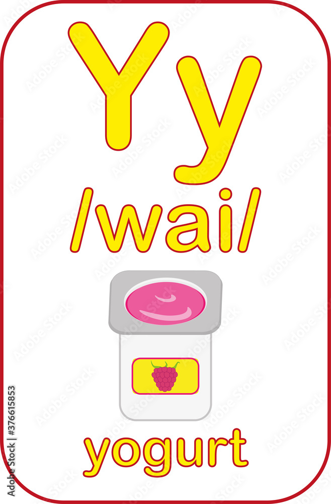 Letter Y. Alphabet tutorial cards collection. Vector illustration ...