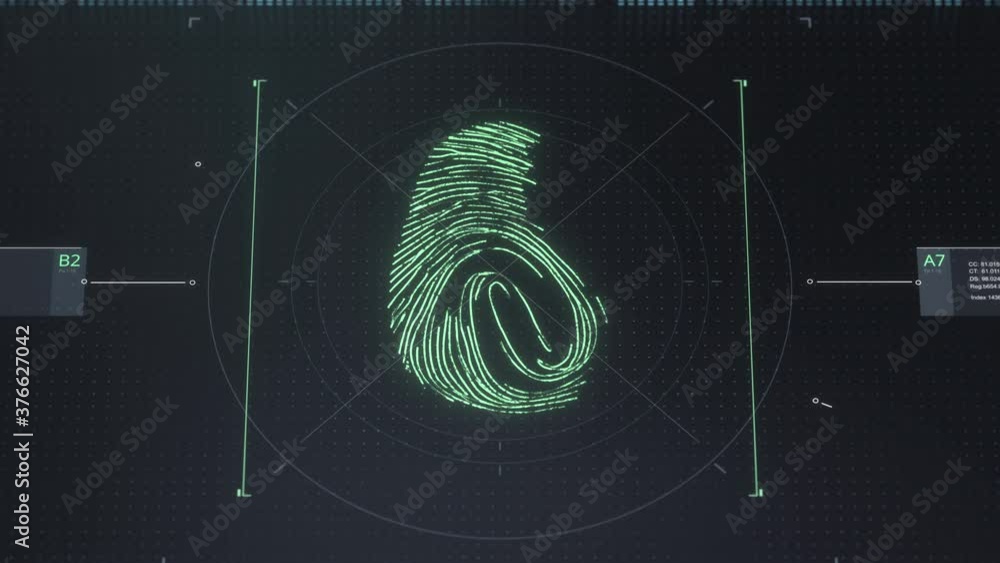 Biometrical fingerprint scanning concept. Access granted sign. Security ...