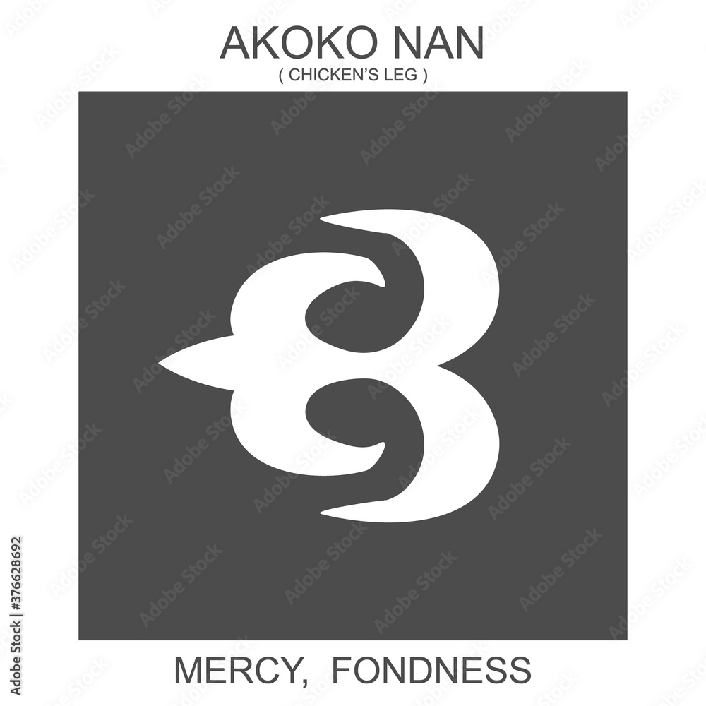 vector icon with african adinkra symbol Akoko Nan. Symbol of mercy and ...