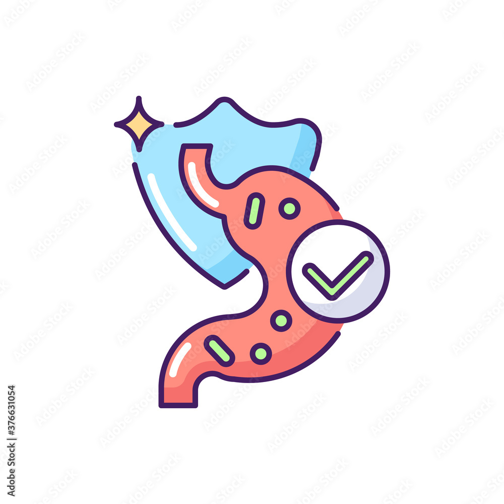 Probiotics RGB color icon. Microbiology and bacterium. Healthy eating ...