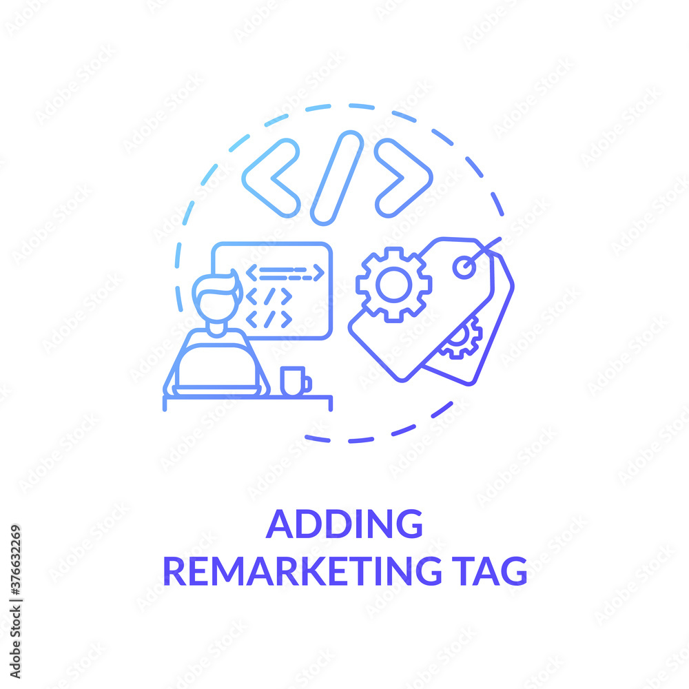 Adding remarketing tag concept icon. Retargeting tactic idea thin line ...
