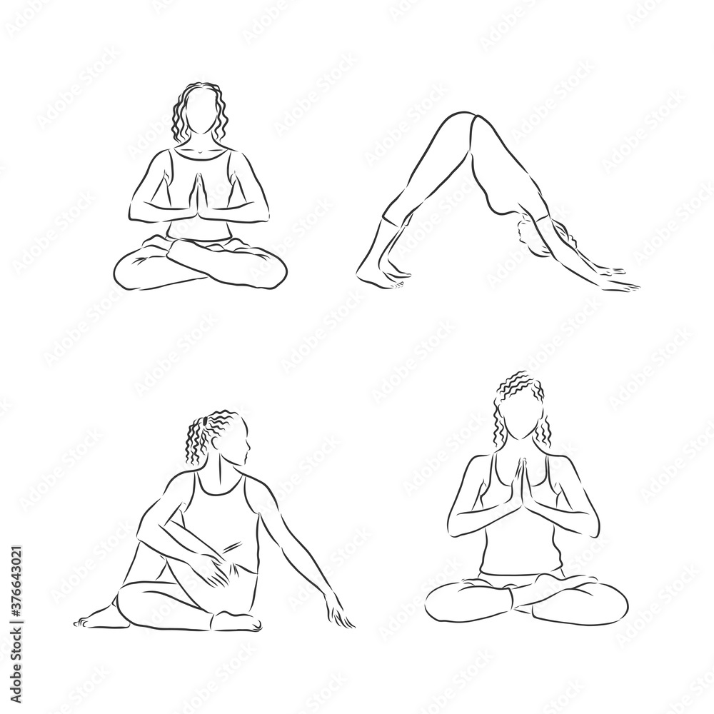 Yoga Poses Yoga Pants Yoga Poses Vector Sketch Illustration Stock Vector Adobe Stock