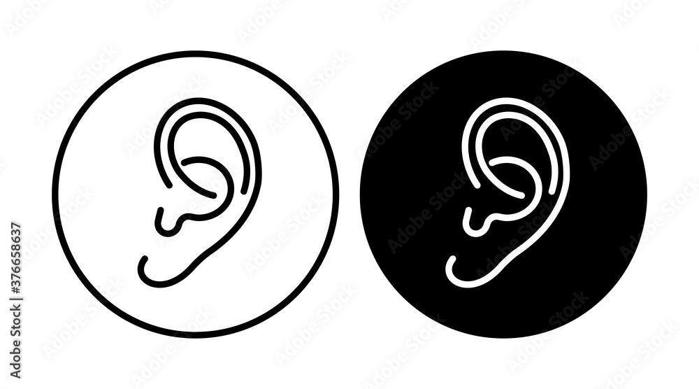 ear icon line. Hearing, listen symbol isolated . Vector illustration ...