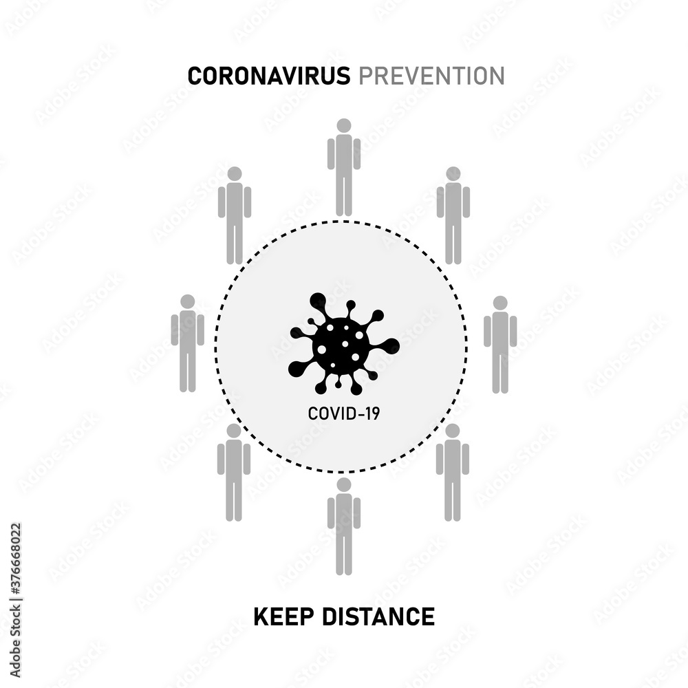 Vector warning attention keep distance for coronavirus. Covid 19 ...