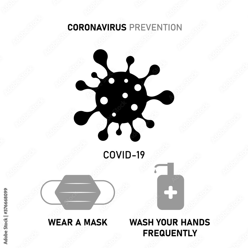 Vector warning attention wear a mask, wash your hands for coronavirus ...