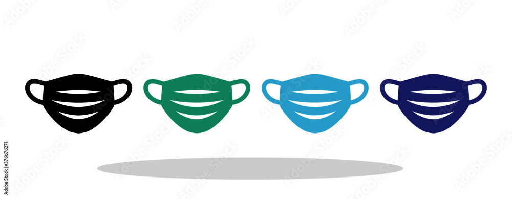 Colorful masks icon in flat style. N95 mask symbol for your web site ...