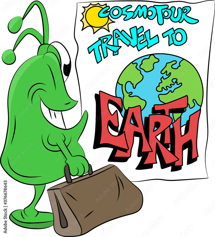 Cartoon alien traveling to earth vector illustration Stock Vector ...