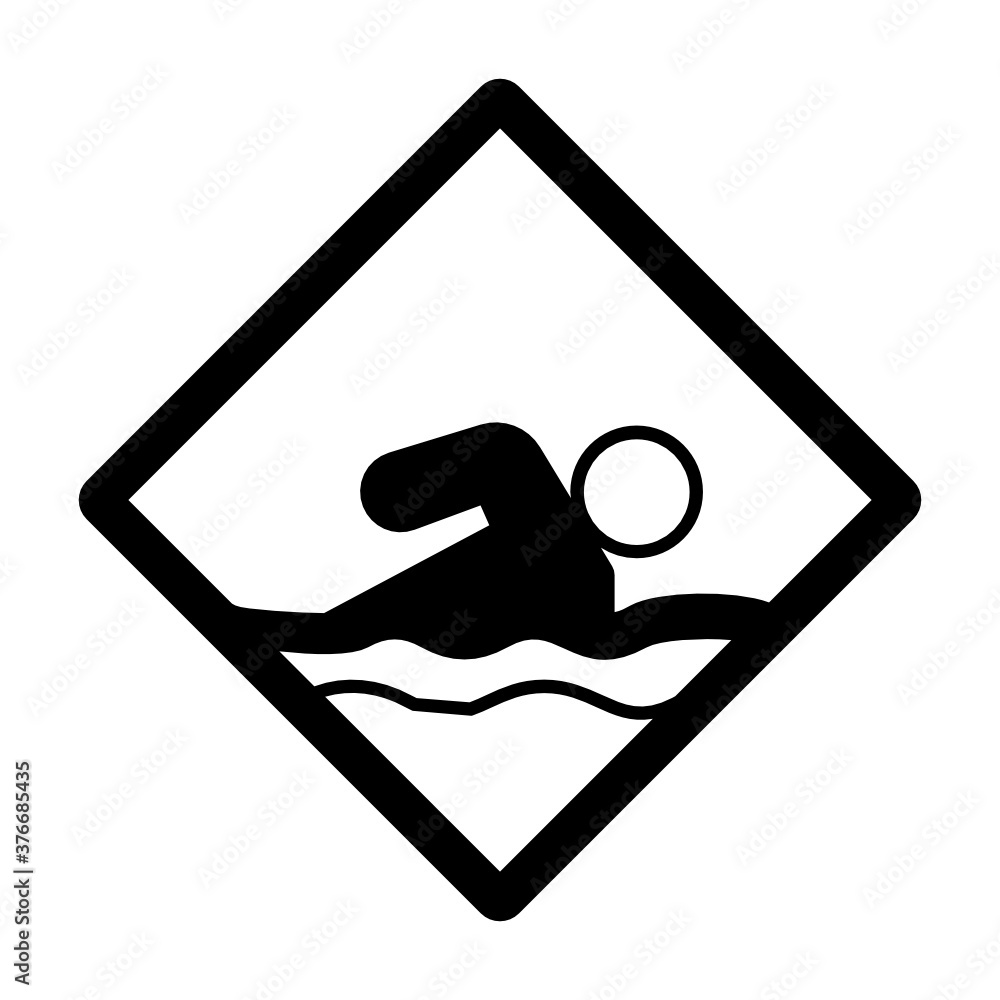 Unsupervised Beach Concept, Swim at your own risk vector blue color ...