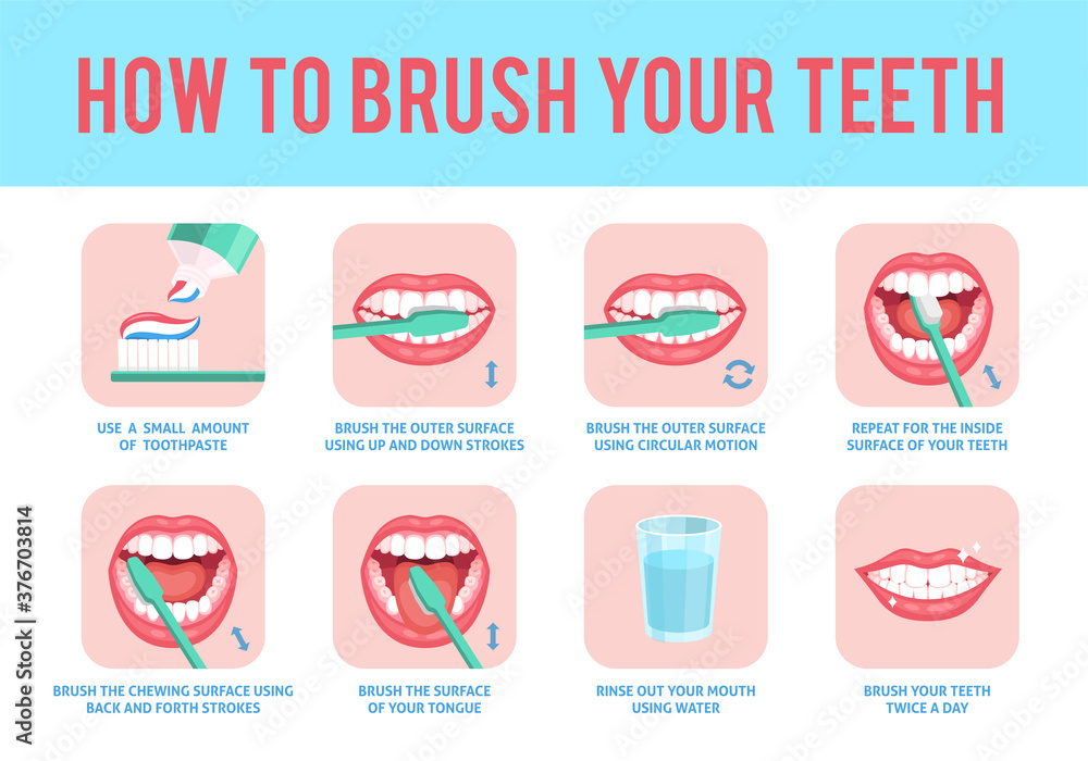 How To Brush Teeth Correct Tooth Brushing Education Instruction