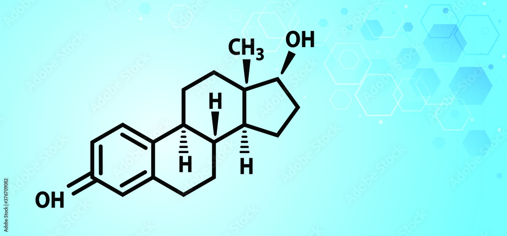Estrogen estradiol structure C18H24O2 sex hormone formula cemical ...