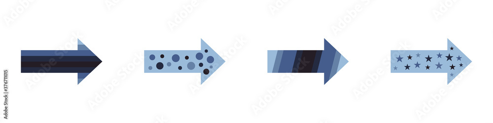 Conjunto de flechas azules de dibujos animados. Ilustración vectorial ...