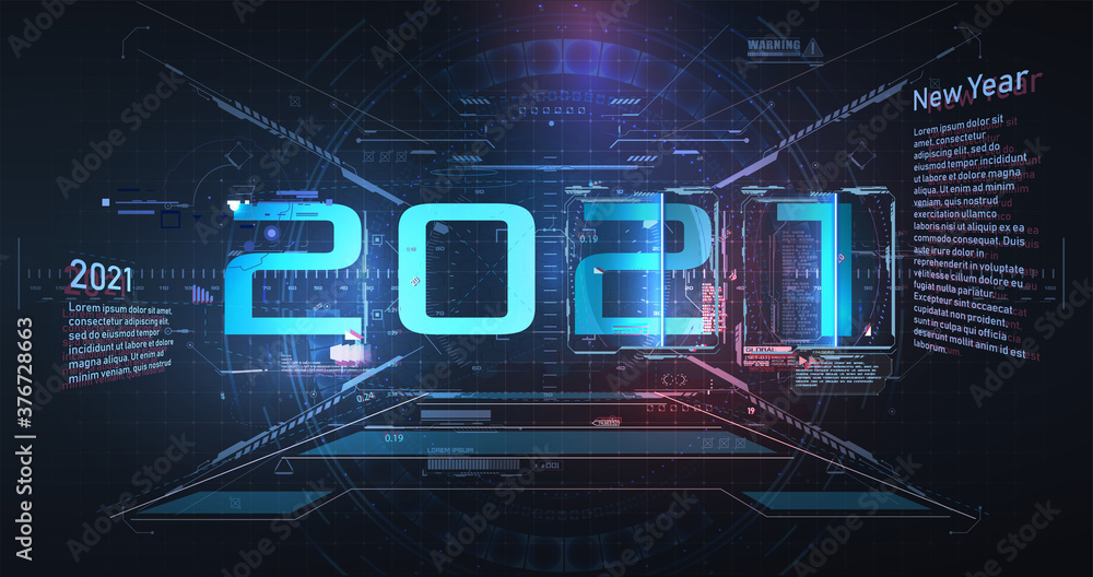 Modern futuristic technology template for 2021. New year 2021 in vr ...