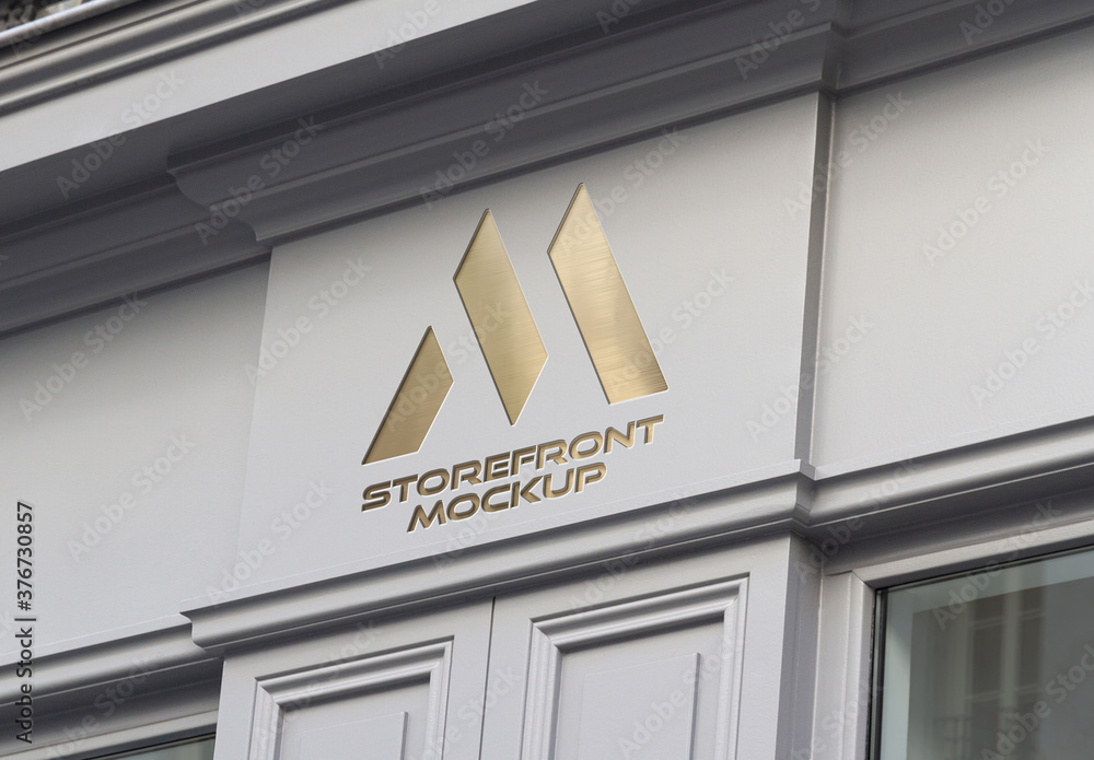 Gold Logo on a Storefront Mockup Stock Template | Adobe Stock