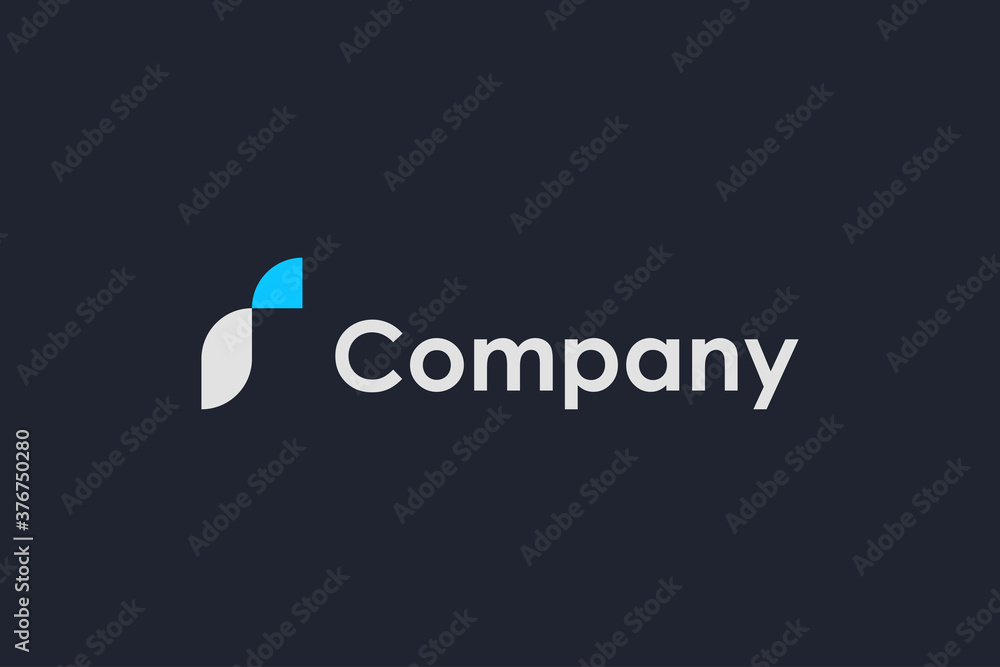 Abstract Initial Letter R Logo. Blue and White Geometric Shape ...