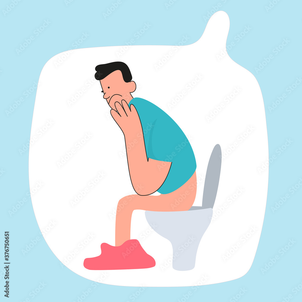 The man on the toilet is constipated. Problems of defecation in humans ...