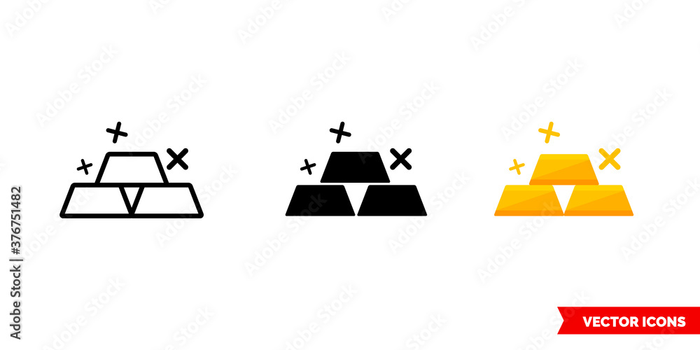 Gold icon of 3 types color, black and white, outline. Isolated vector ...
