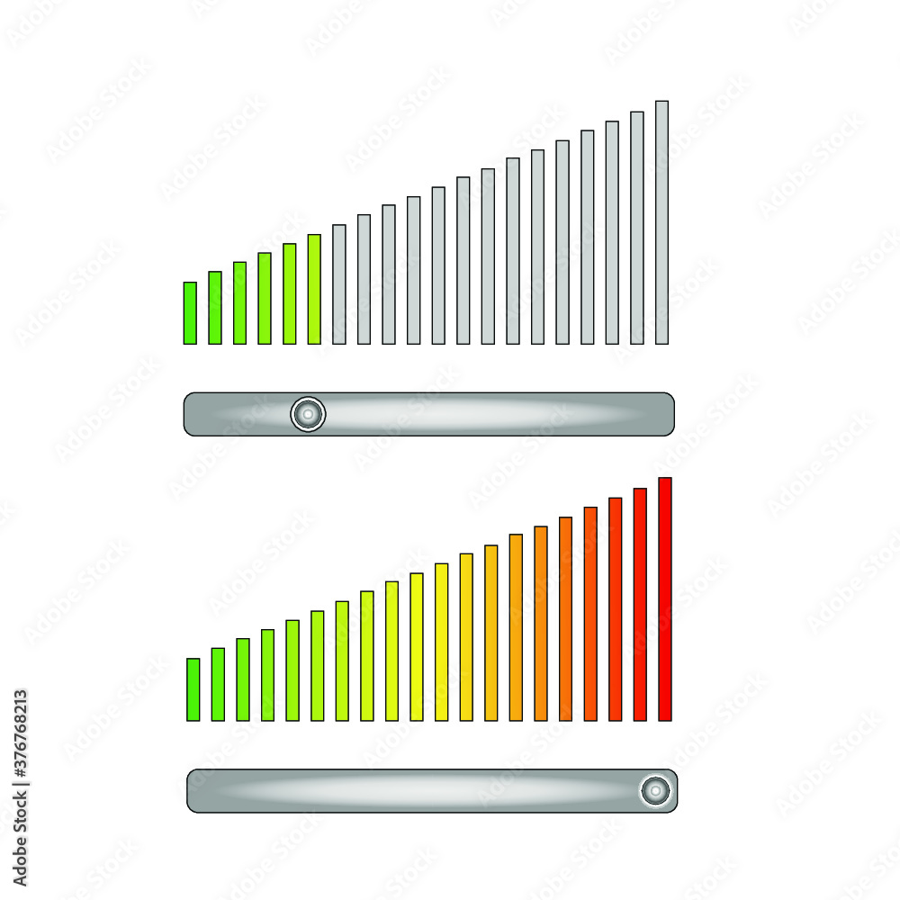 Vecteur Stock gradient scale of sound volume level from yellow to red ...