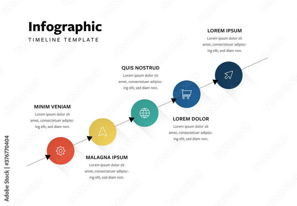 Clean Timeline Infographic Layout with Colored Circles Stock Template ...