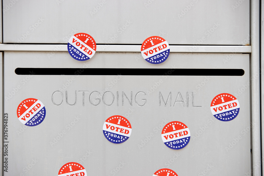I voted today stickers on an outgoing mail box Stock Photo | Adobe Stock