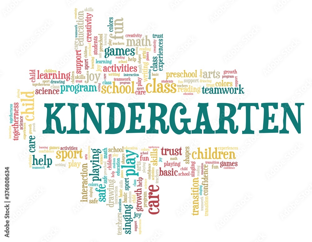 Kindergarten vector illustration word cloud isolated on a white ...