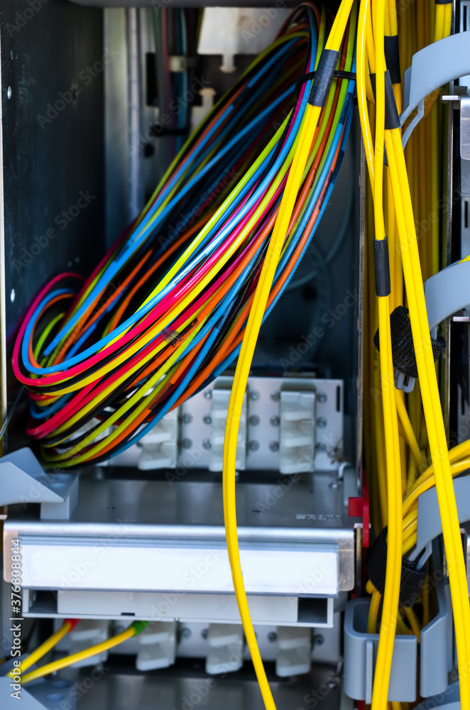 Fiber Optic Connectors in a street cabinet connecting homes to Broad ...