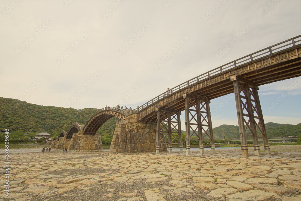 Kintai-kyo Bridge in a wooden arch bridge in Iwakuni, Yamaguchi, Japan ...