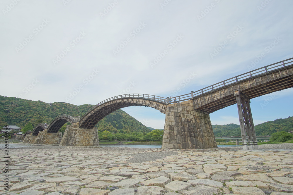 Kintai-kyo Bridge in a wooden arch bridge in Iwakuni, Yamaguchi, Japan ...
