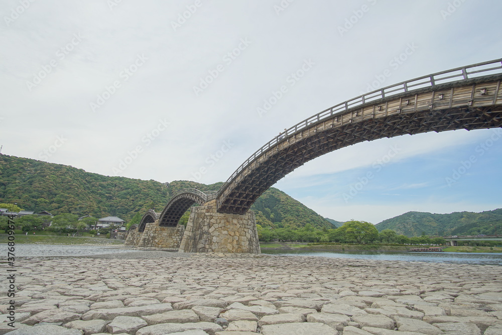 Kintai-kyo Bridge in a wooden arch bridge in Iwakuni, Yamaguchi, Japan ...