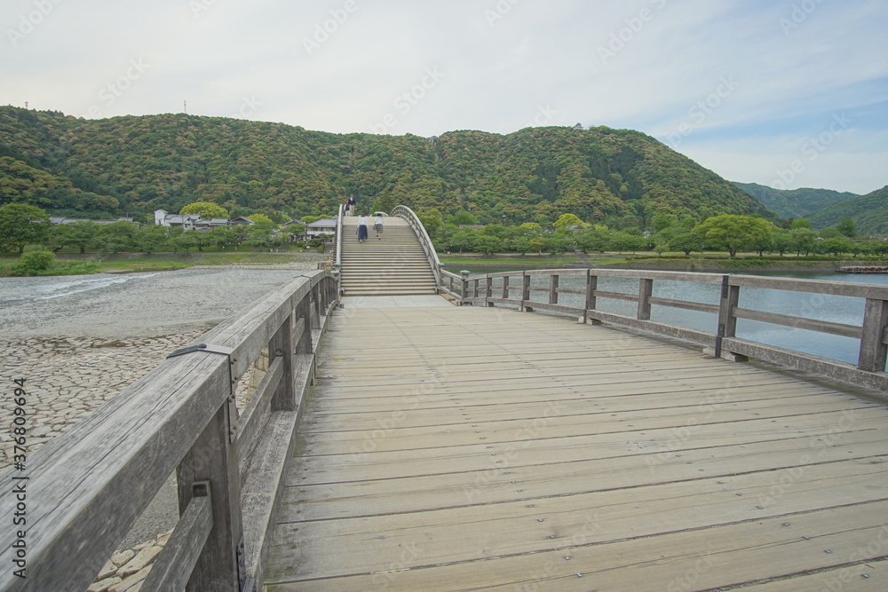 Kintai-kyo Bridge in a wooden arch bridge in Iwakuni, Yamaguchi, Japan ...
