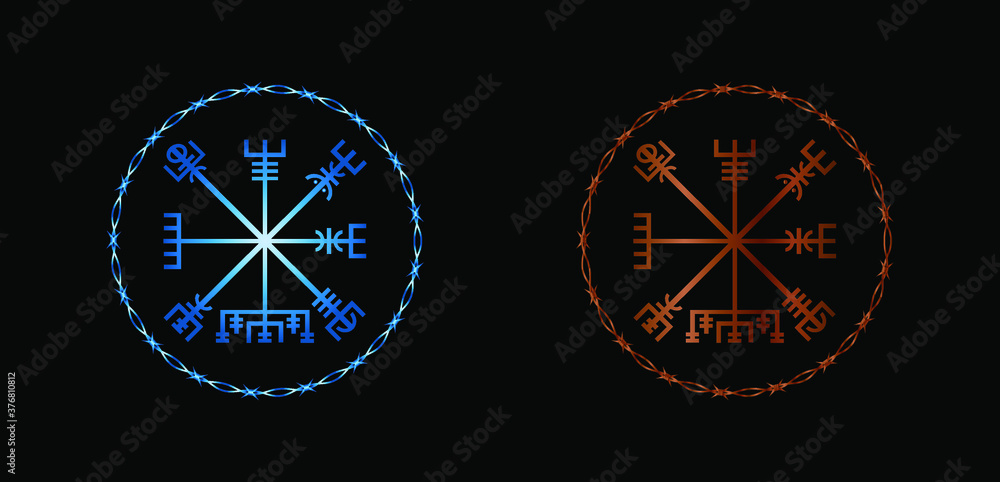 Vegvisir symbol, in blue and bronze Stock Vector | Adobe Stock