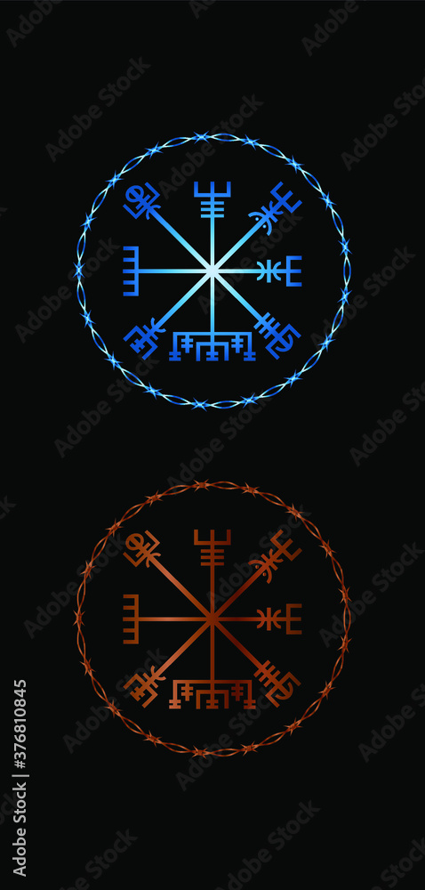 Vegvisir symbol, in blue and bronze Stock Vector | Adobe Stock