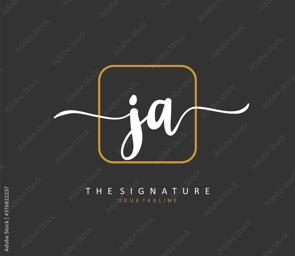 J A JA Initial letter handwriting and signature logo. A concept ...