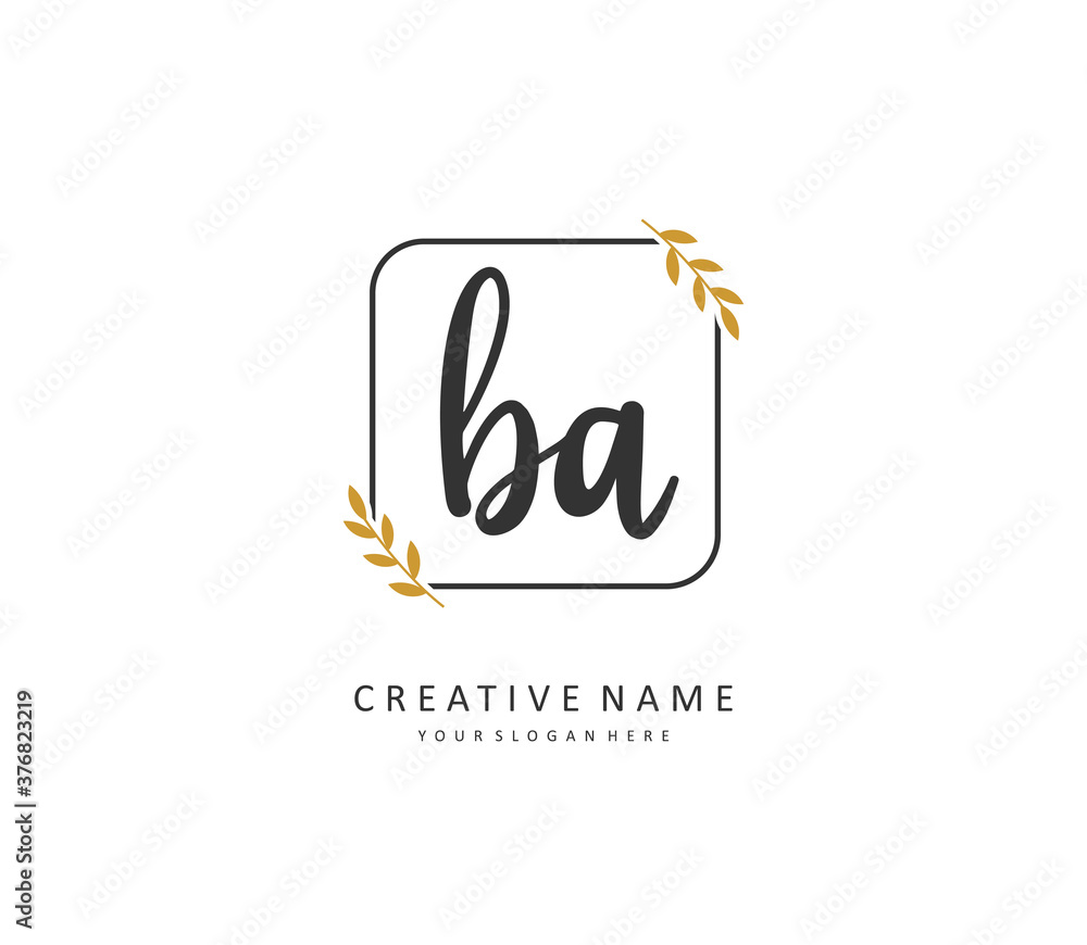B A BA Initial letter handwriting and signature logo. A concept ...