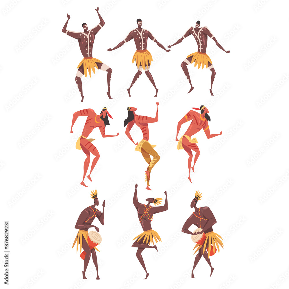 African Ritual Dance, People Dancing Wearing Traditional Costumes ...