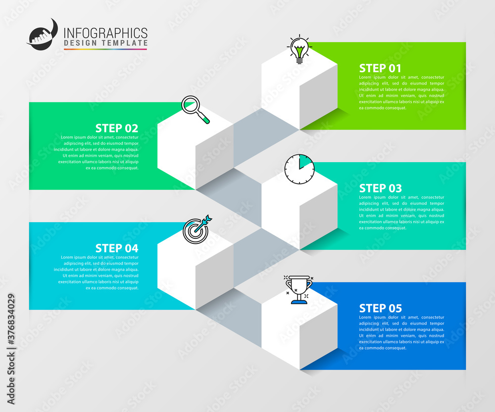 Infographic design template. Creative concept with 5 steps Stock Vector ...