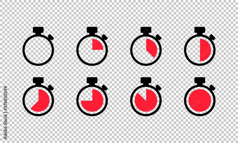 Vecteur Stock Timer icon set on transparent background. Stopwatch ...
