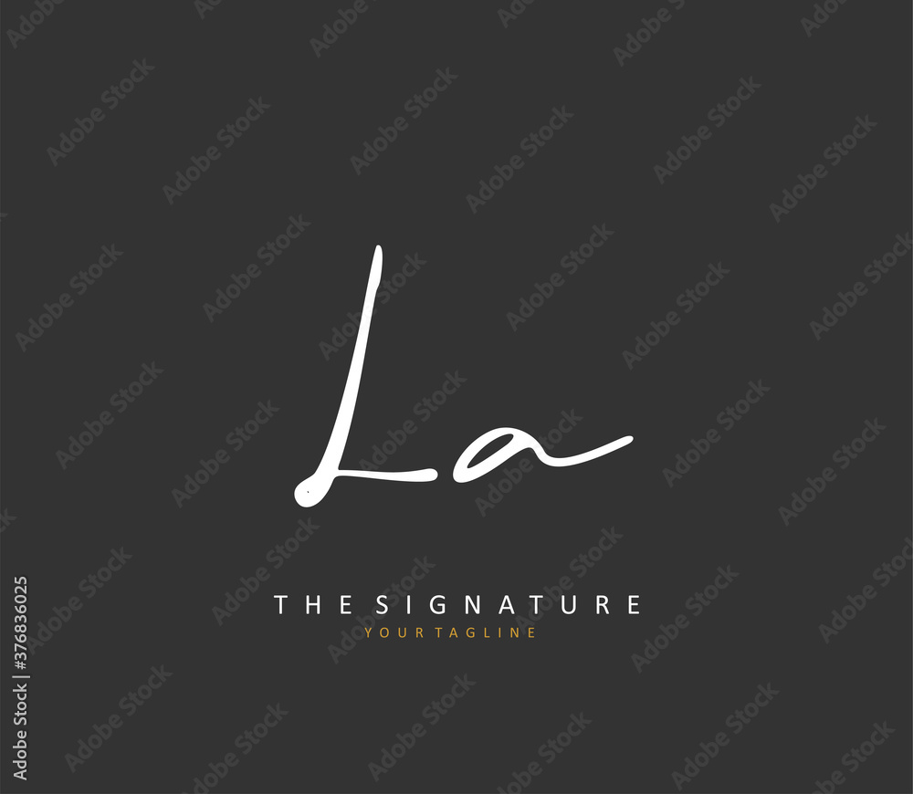 L A LA Initial letter handwriting and signature logo. A concept ...