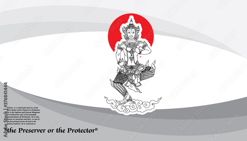 A vector illustration for Vishnu, the god of preservation, according to ...