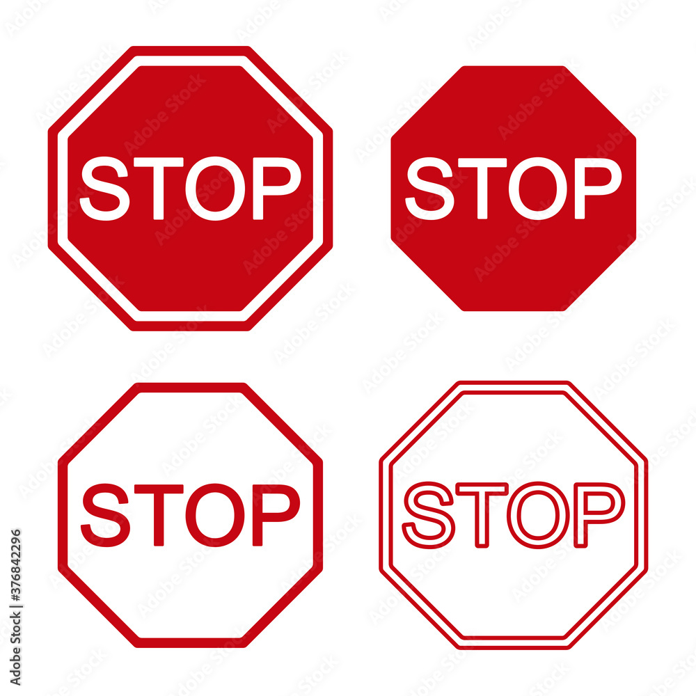 Red stop vector sign. Prohibition icon. Traffic and road symbol logo ...