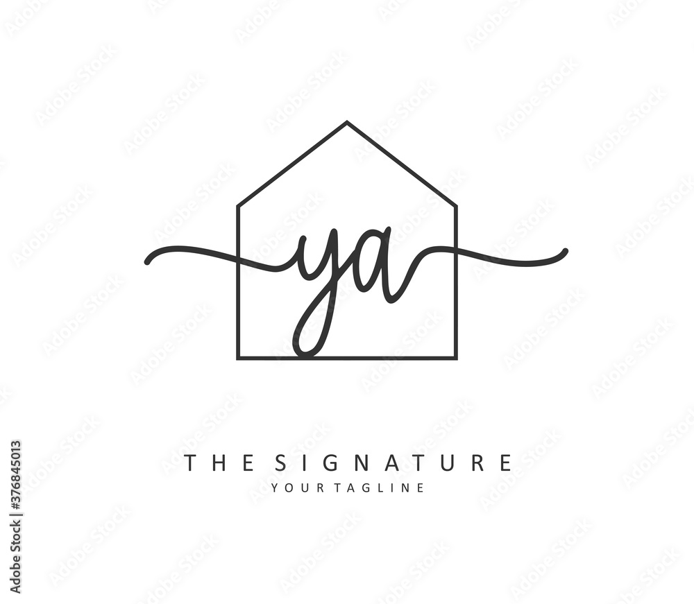 YA Initial letter handwriting and signature logo. A concept handwriting ...