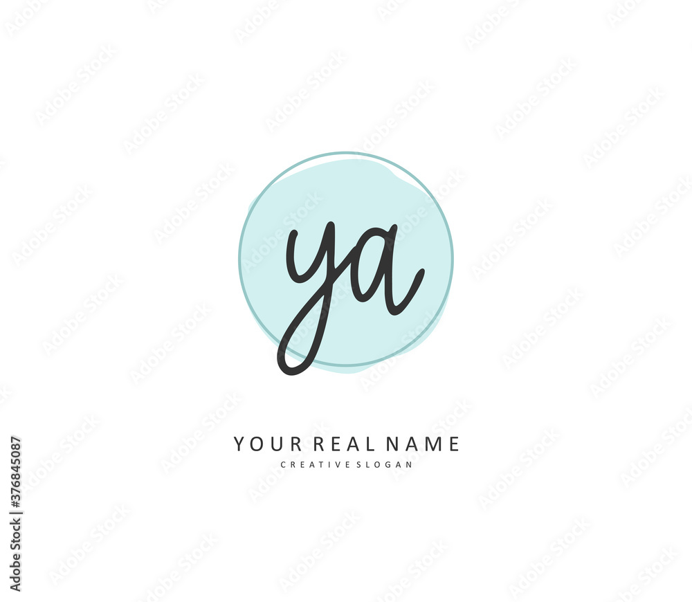 YA Initial letter handwriting and signature logo. A concept handwriting ...