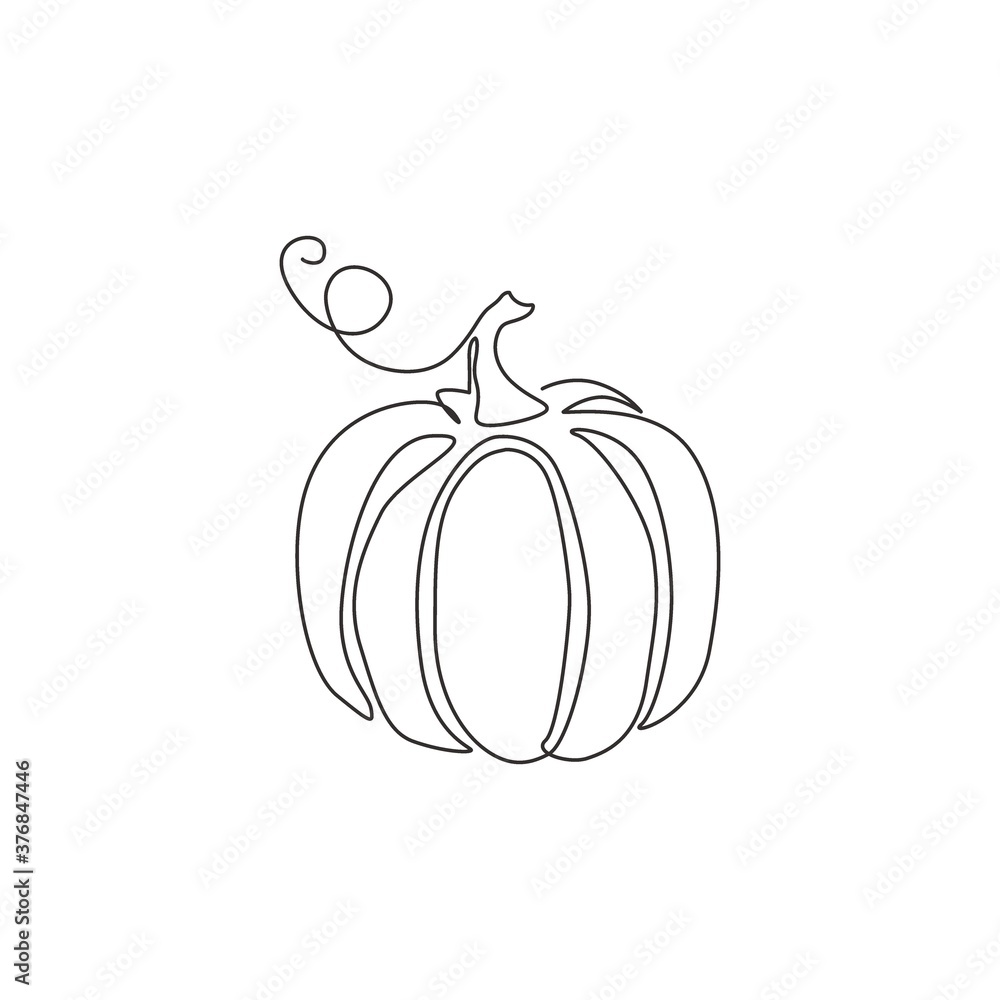 Single continuous line drawing of whole big round healthy organic ...