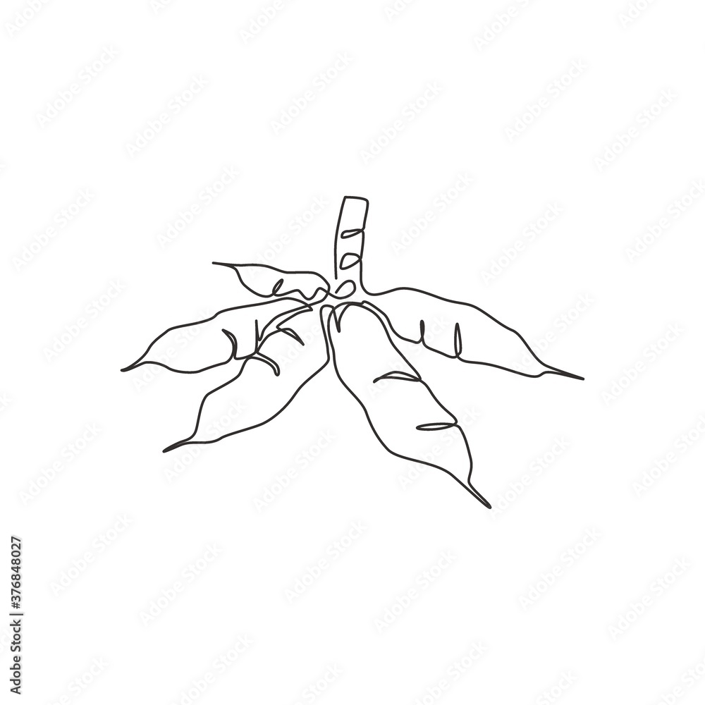 Vetor de Single continuous line drawing of whole healthy organic ...