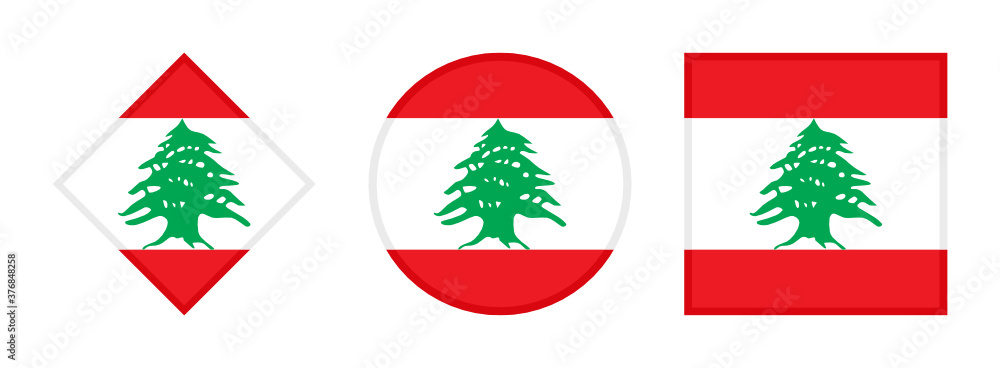 lebanon flag icon set. isolated on white background Stock Vector ...